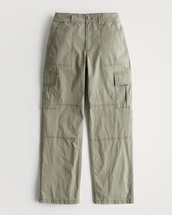 Womens High Rise Poplin Vintage Baggy Cargo Pants Womens Bottoms