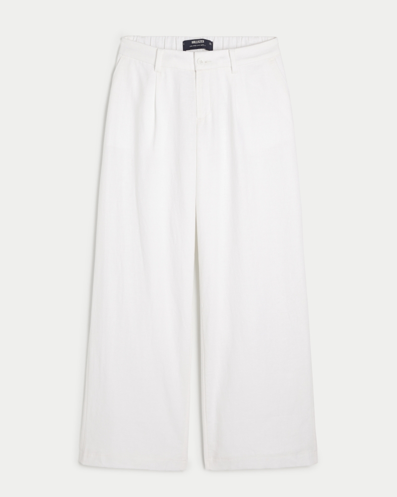 Women's Hollister Low-Rise Livvy Linen Blend Wide-Leg Pants | Women's ...
