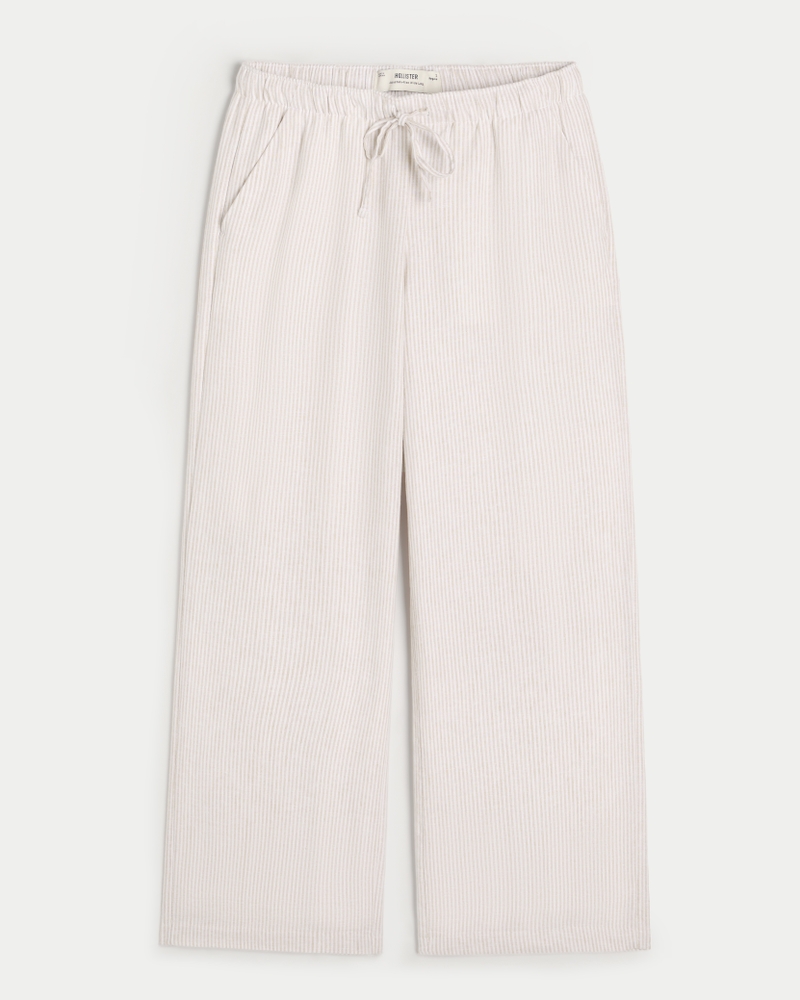 Women's Hollister Ella Adjustable Rise Pull-On Linen-Blend Wide-Leg ...