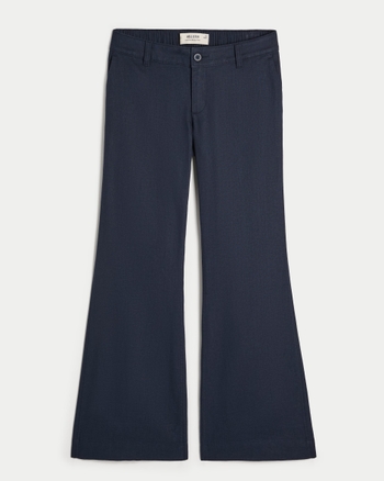 Women's Low-Rise Linen-Blend Baggy Flare Pants | Women's Bottoms ...