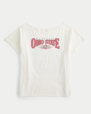 Women's Oversized Off-the-Shoulder Ohio State Buckeyes Graphic Tee ...
