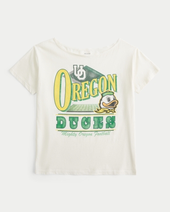 Women's Oversized Off-the-Shoulder University of Oregon Graphic Tee ...
