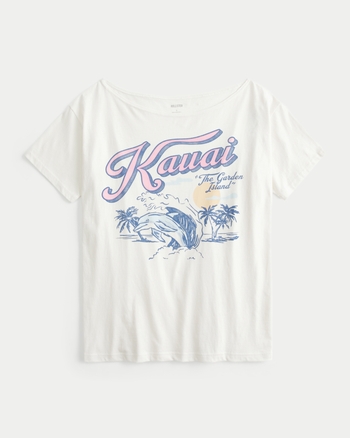 Women's Oversized Off-the-Shoulder Kauai Graphic Tee | Women's ...