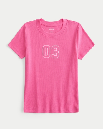 Women's Ribbed Number Graphic Baby Tee | Women's Clearance ...