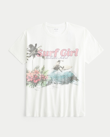 女裝 Oversized Surf Girl Logo Graphic Tee | 女裝 上衣 | HollisterCo.com