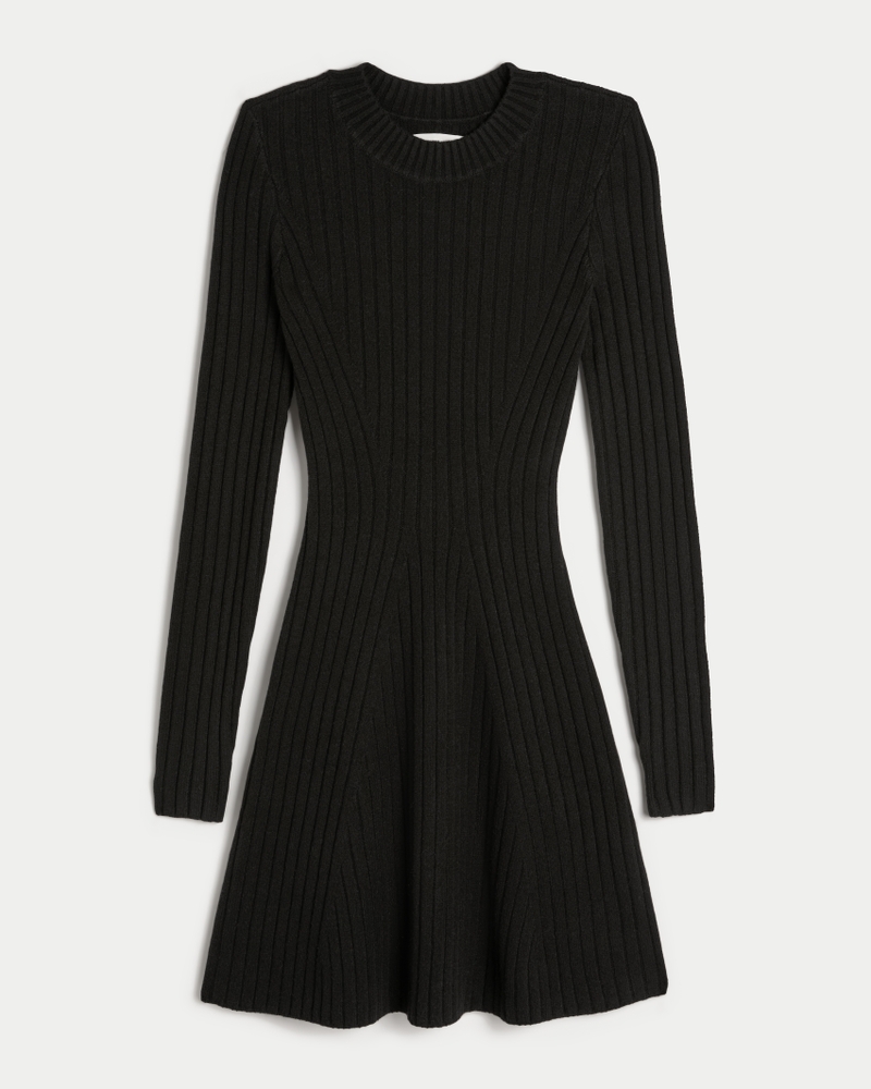 Women s Ribbed Skater Mini Sweater Dress Women s Sale HollisterCo