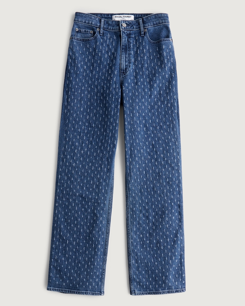 Shop All Social Tourist Ultra High-Rise Dot Pattern Straight Jeans ...