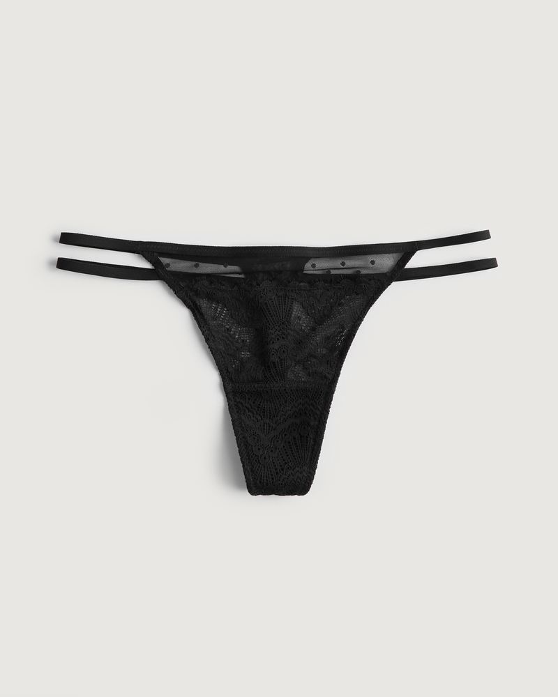 Womens Gilly Hicks Double Strap Lace And Dot Mesh Thong Womens Bras