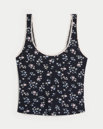 Women's Gilly Hicks Waffle Lace Trim Tank | Women's Tops | HollisterCo.com